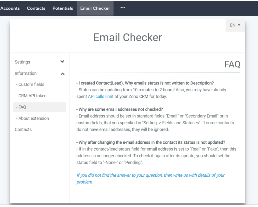 Email Checker for Zoho CRM